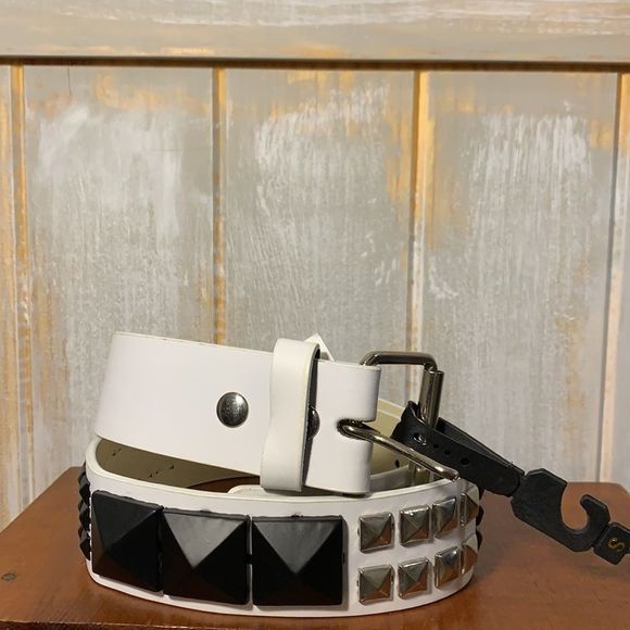 Accessories | Black And White Studded Belt | Poshmark